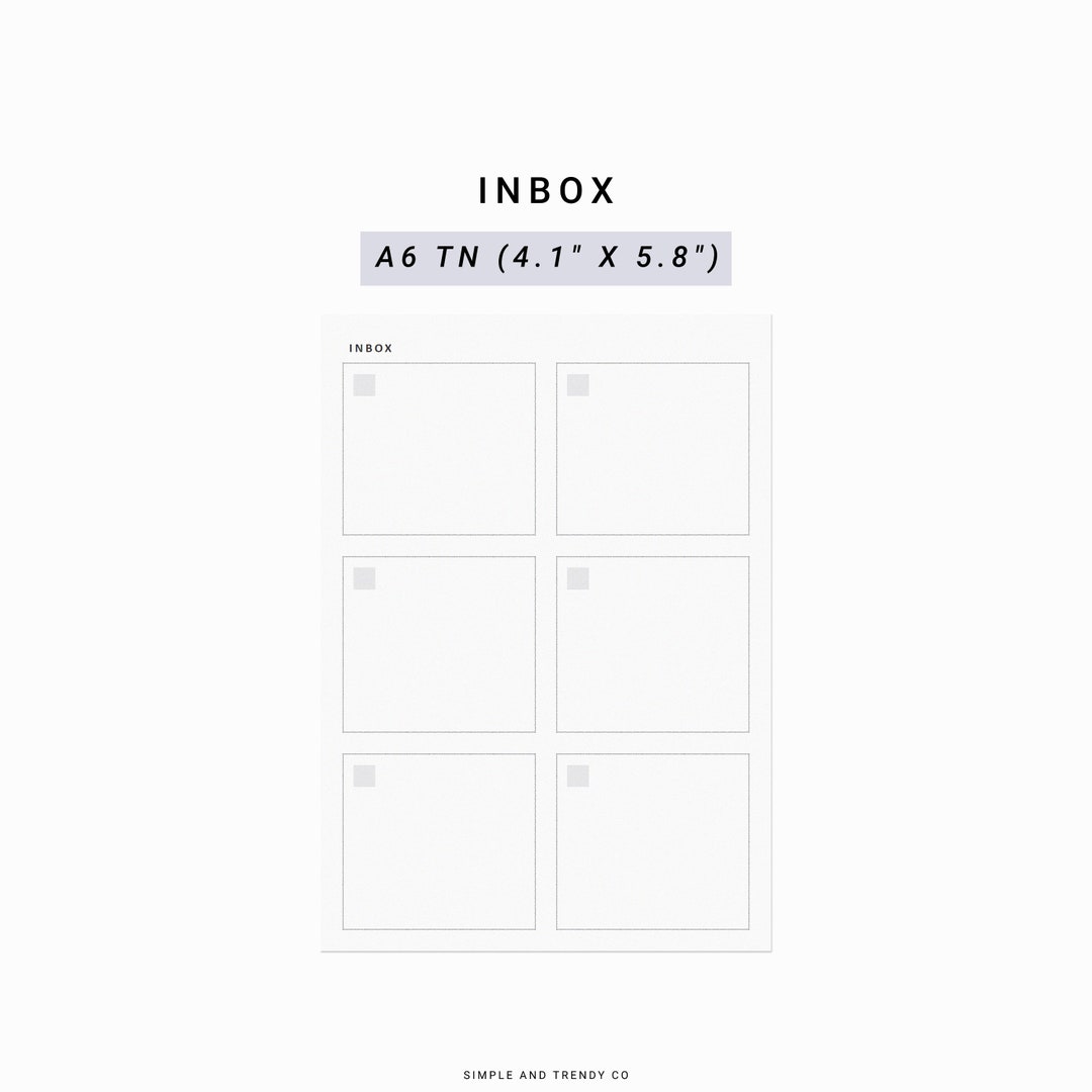 Printable Inbox A6 TN, Inbox Insert Inbox Tracker Insert, to Do List ...