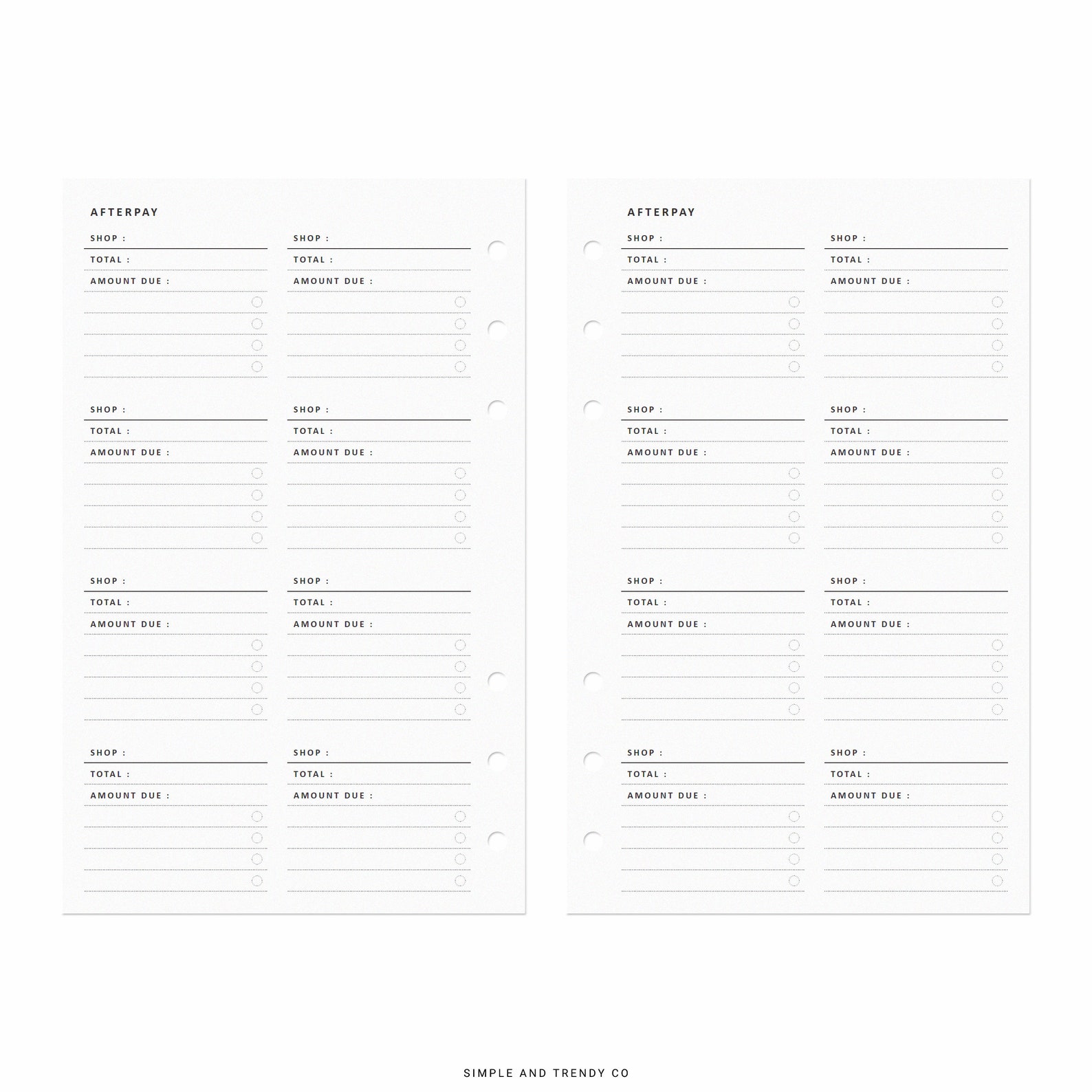 Afterpay Tracker FC Compact, Printable Afterpay Payment Tracker - Etsy