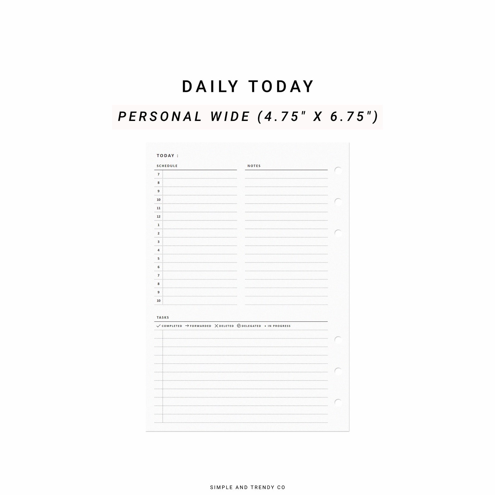 Daily Planner Personal Wide Printable Undated Day Planner - Etsy