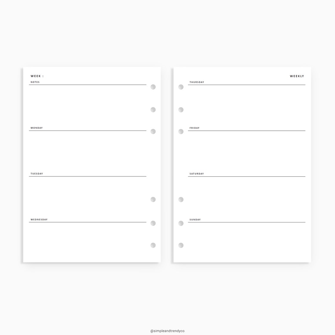 Weekly Planner Printable Personal Wide Weekly Schedule | Etsy