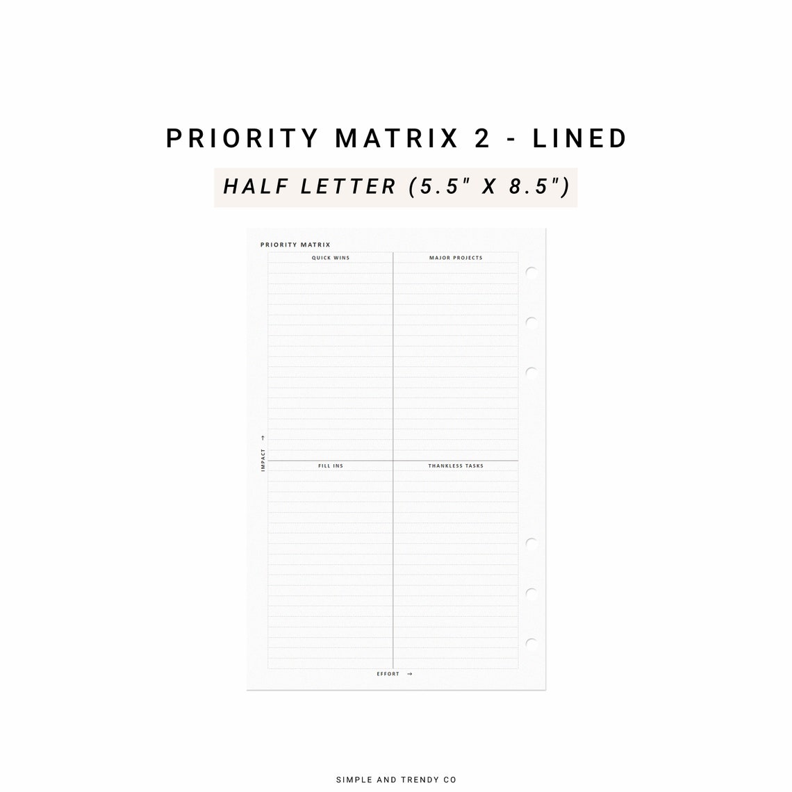 Action Priority Matrix Quick Wins Major Projects Fill Ins - Etsy