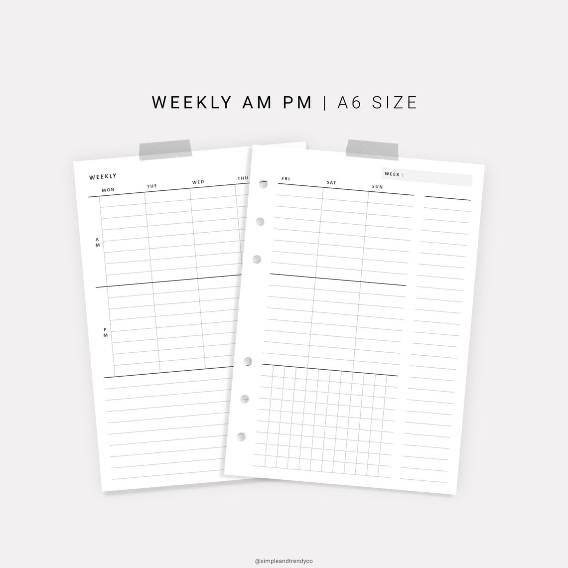 Weekly Planner A6 Inserts Weekly Agenda WO2P Printable | Etsy