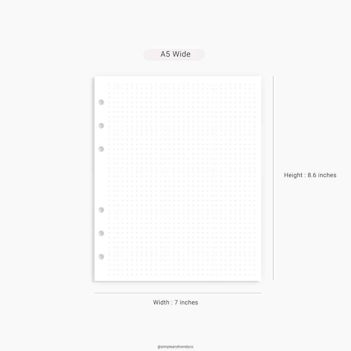 Dot Grid Lined Paper A5 Wide Printable Writing Paper Blank | Etsy