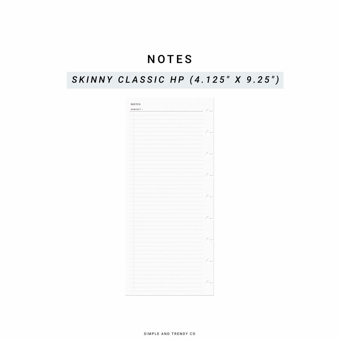 Notes Paper Skinny Classic Happynichi Printable Half Sheet HP ...