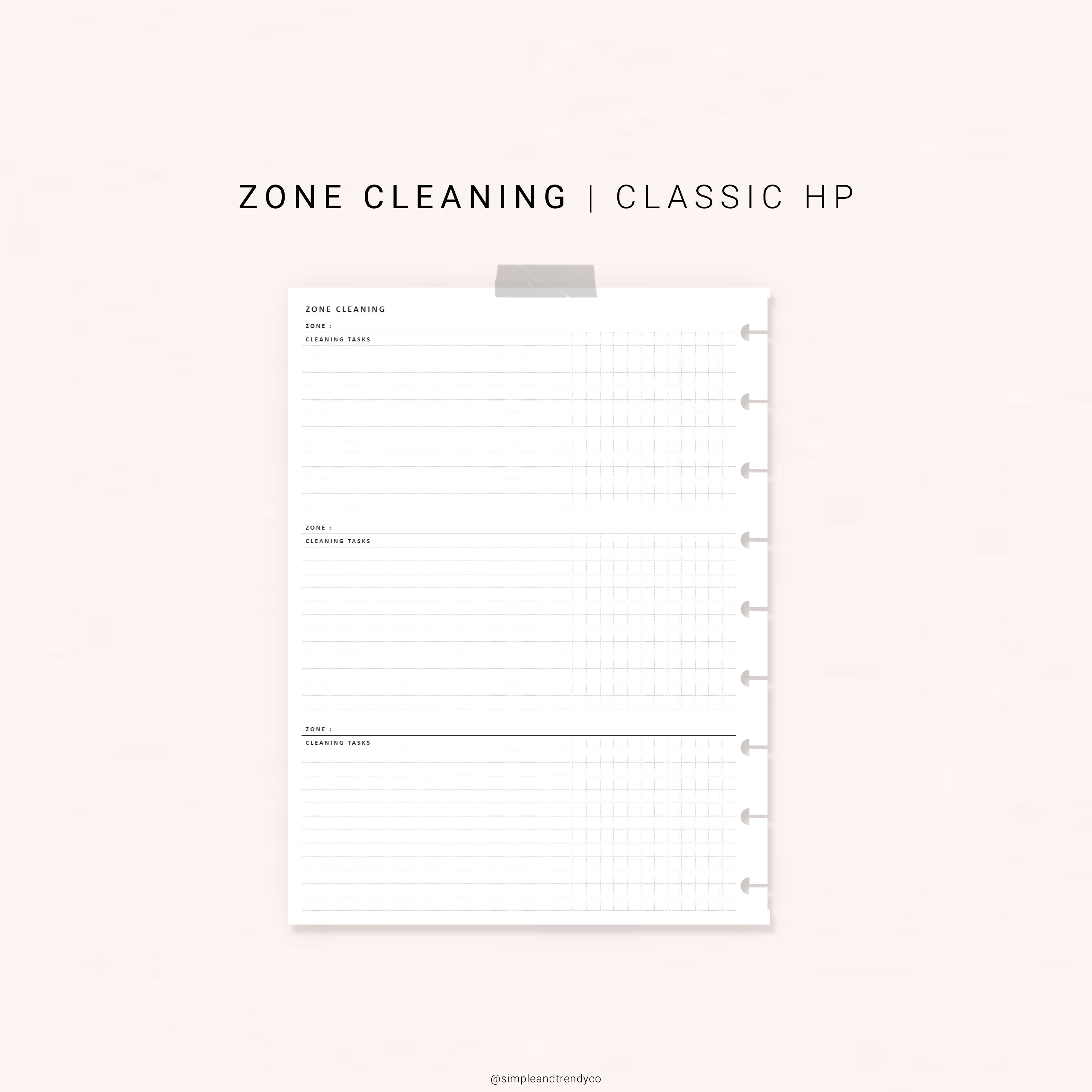 Zone Cleaning Happy Planner Classic Cleaning Zones Printable | Etsy