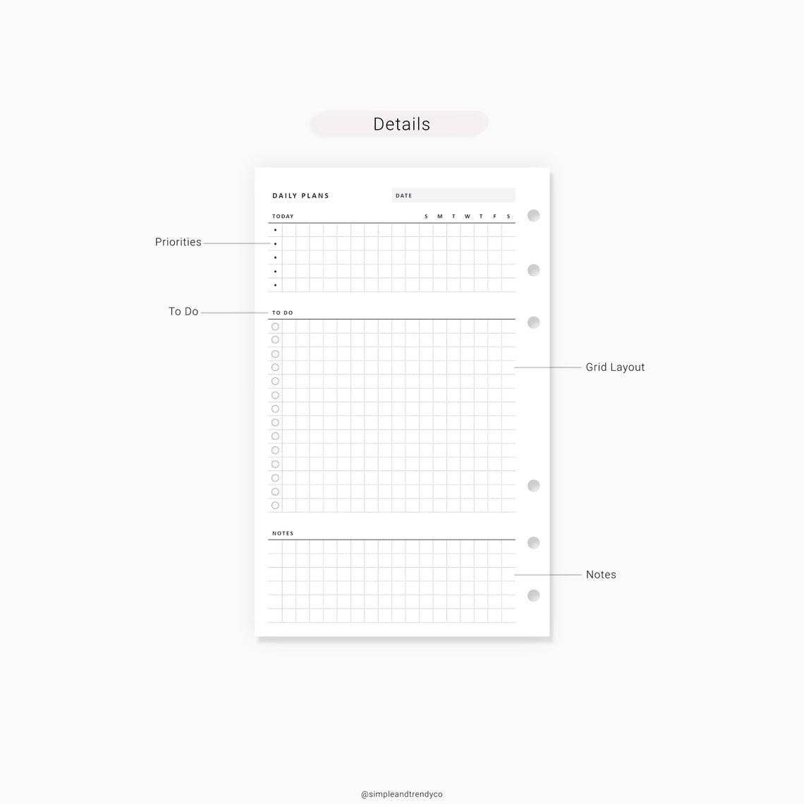FC Compact Daily Planner Printable Daily Organiser Daily | Etsy