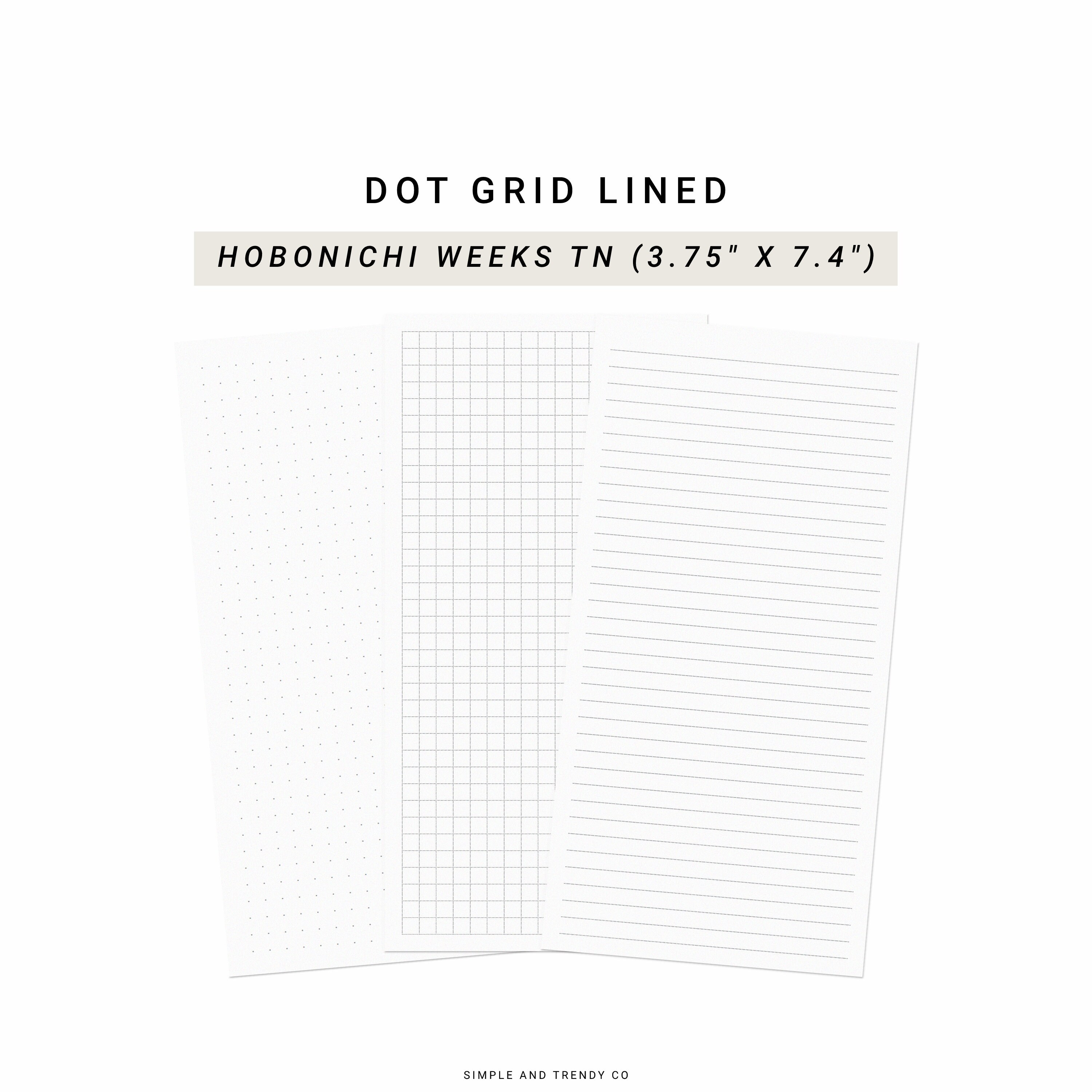 Dot Grid Lined Paper Hobonichi Weeks TN Lecture Notes Taking Printable ...