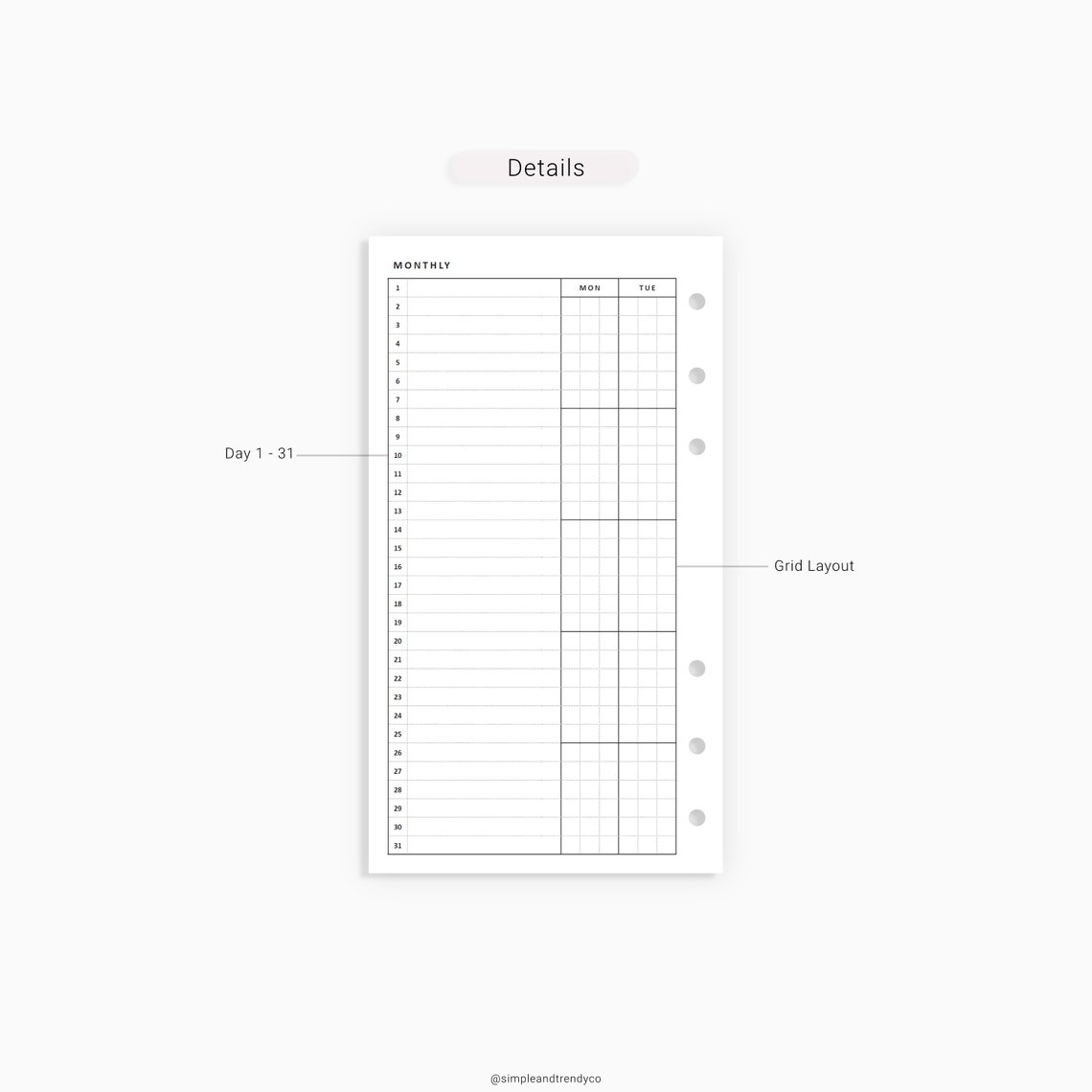 Monthly Planner Printable Personal Planner Inserts Monthly | Etsy