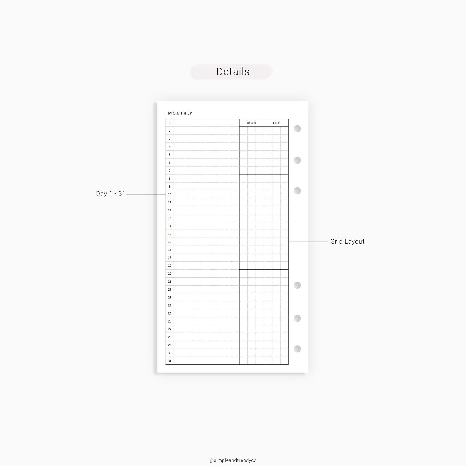 Monthly Planner Printable Personal Planner Inserts Monthly | Etsy