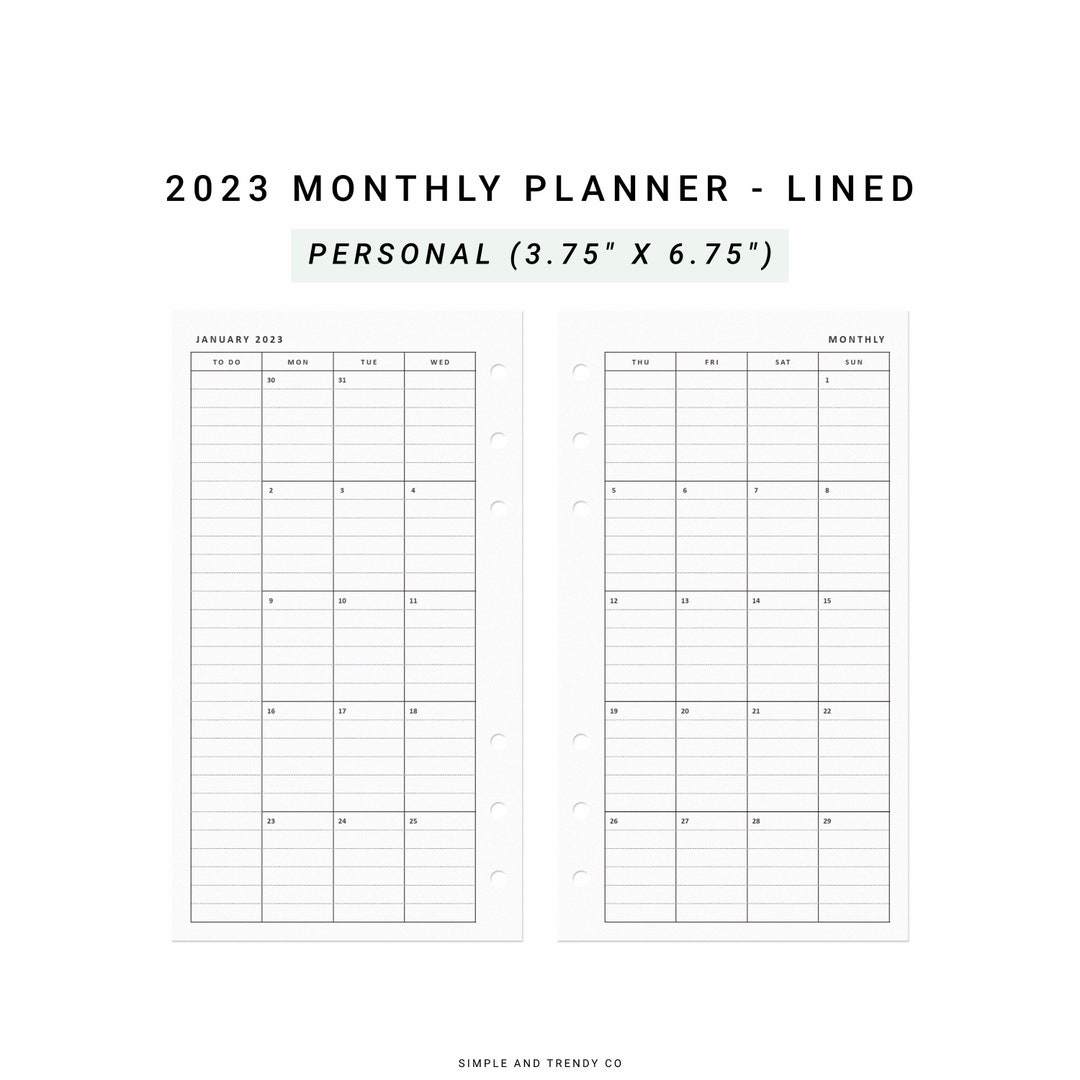 2023 Monthly Planner Minimalist Printable Personal Planner - Etsy