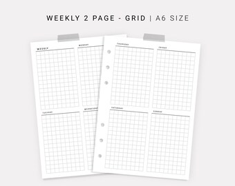 Week on 2 Two Pages A5 Planner Inserts Weekly Agenda | Etsy