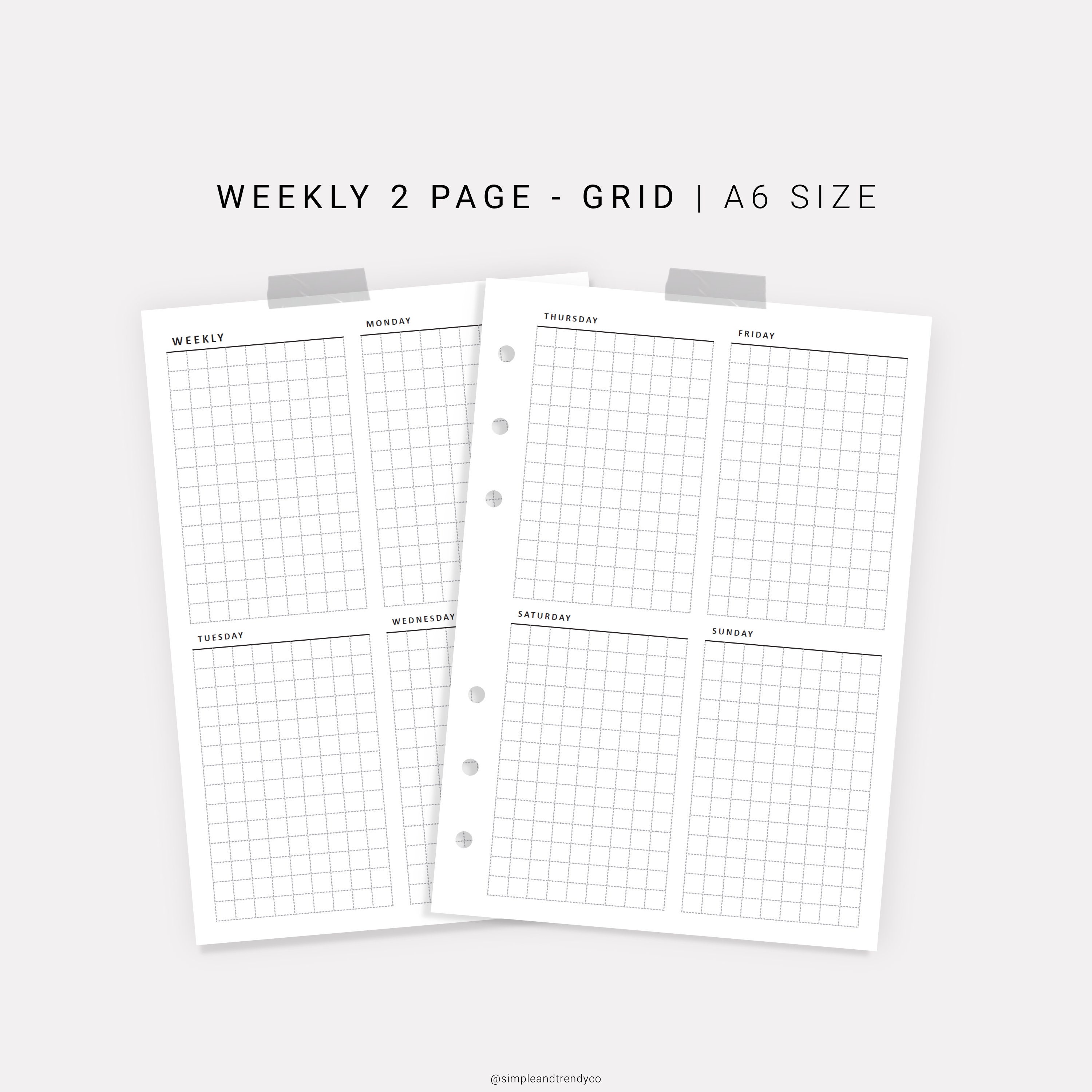 Paper & Party Supplies Week on Two Pages Undated Weekly Planner A6 ...