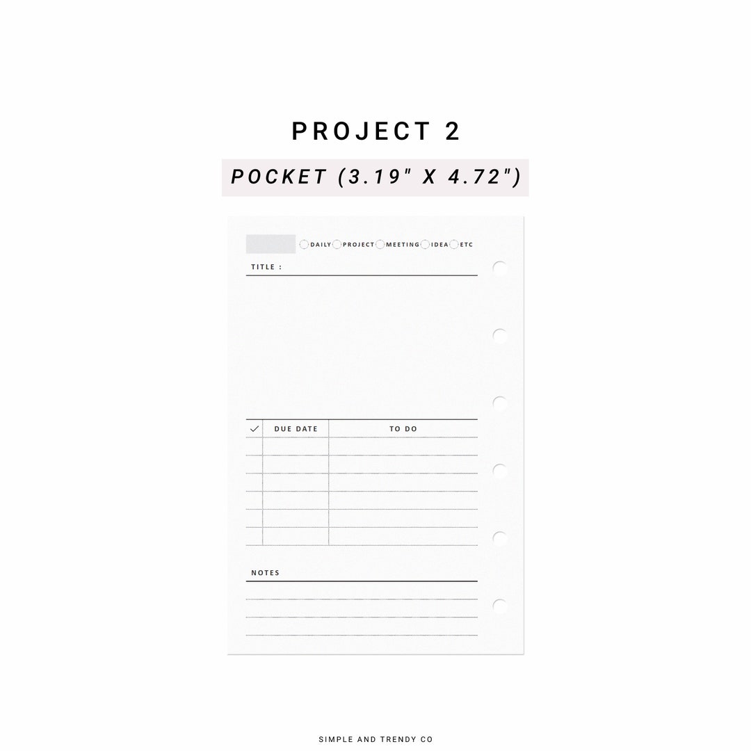 Project Planner Pocket Size Printable Daily Planner Ideas - Etsy