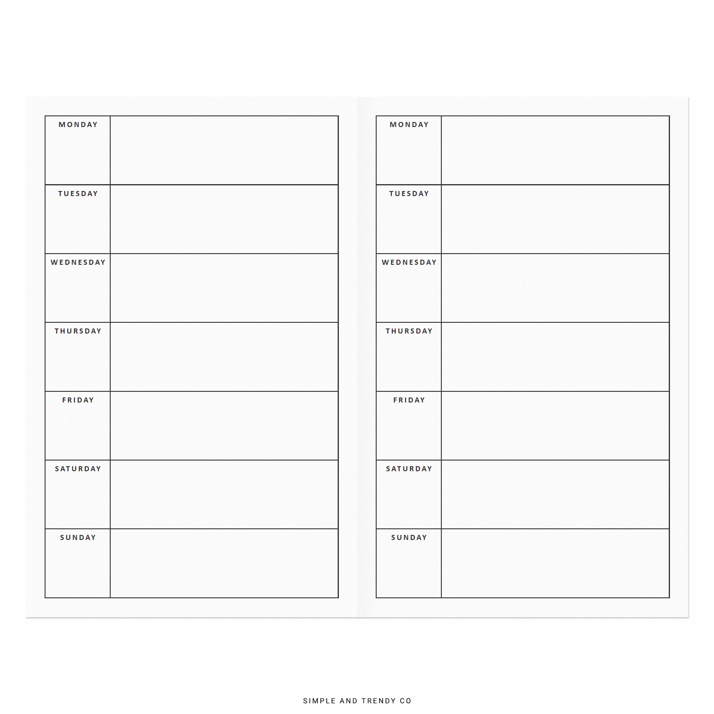 Week on One Page Weekly Planner Pages Printable Pocket TN - Etsy