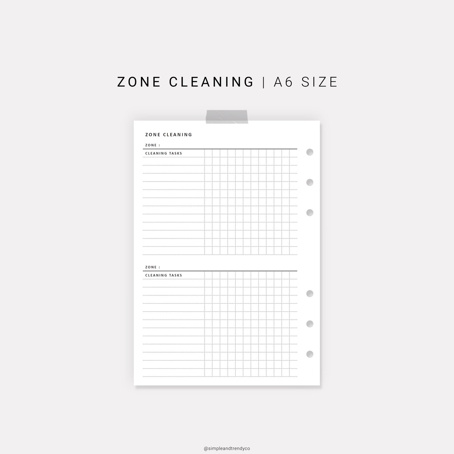 Zone Cleaning A6 Inserts Cleaning Zones Printable Insert for | Etsy
