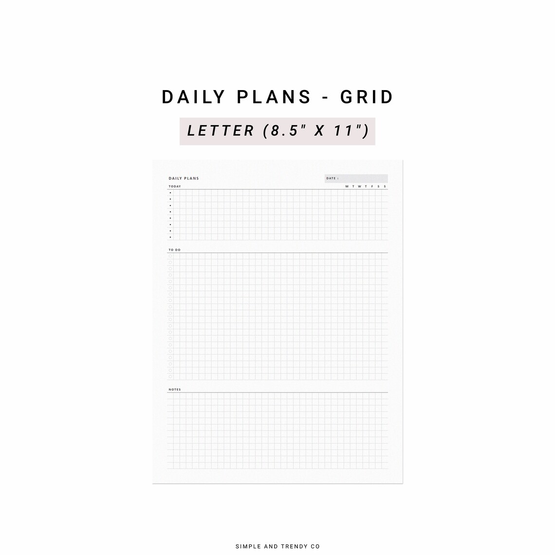 Daily Planner Printable US Letter Size Daily Organizer Daily - Etsy