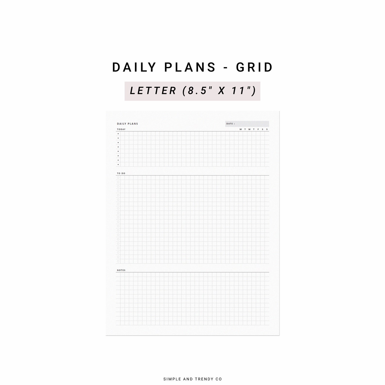Daily Planner Printable US Letter Size Daily Organizer Daily - Etsy