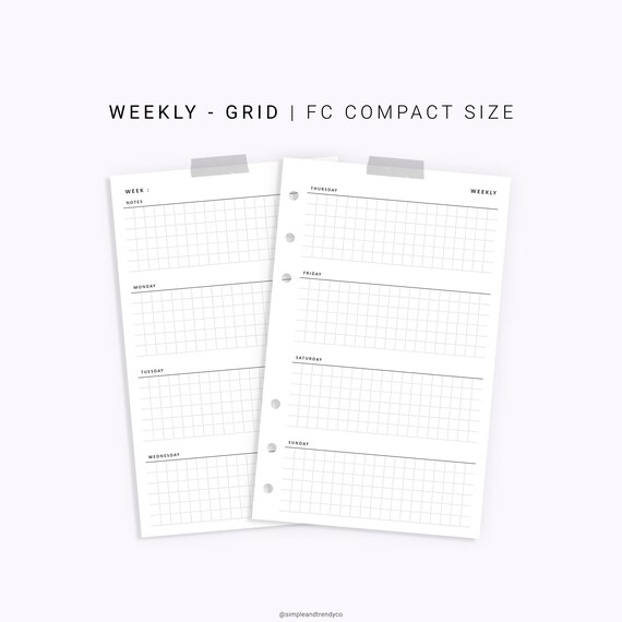 Calendars & Planners Weekly Planner Printable FC Compact Weekly Planner ...