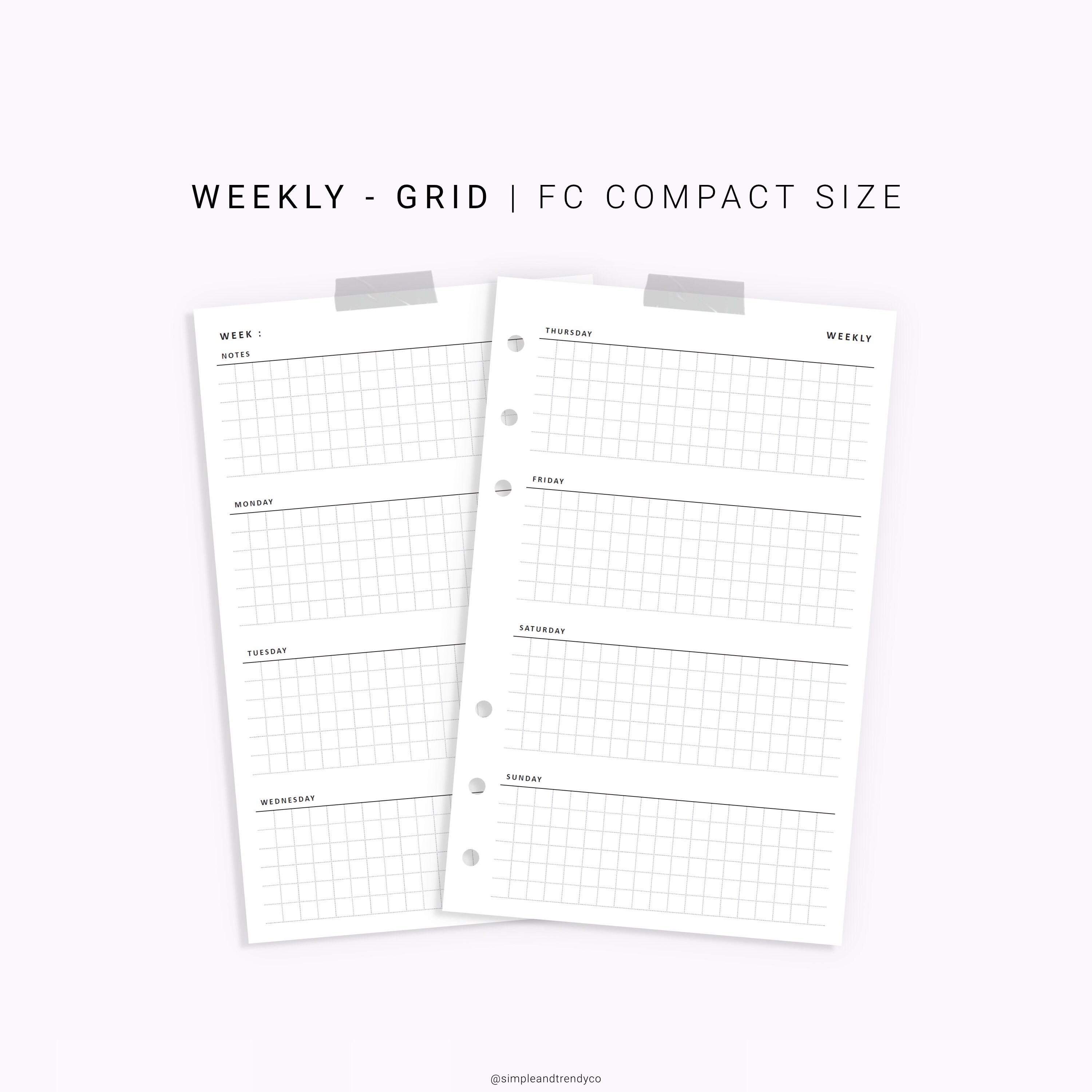 Calendars & Planners Weekly Planner Printable FC Compact Weekly Planner ...