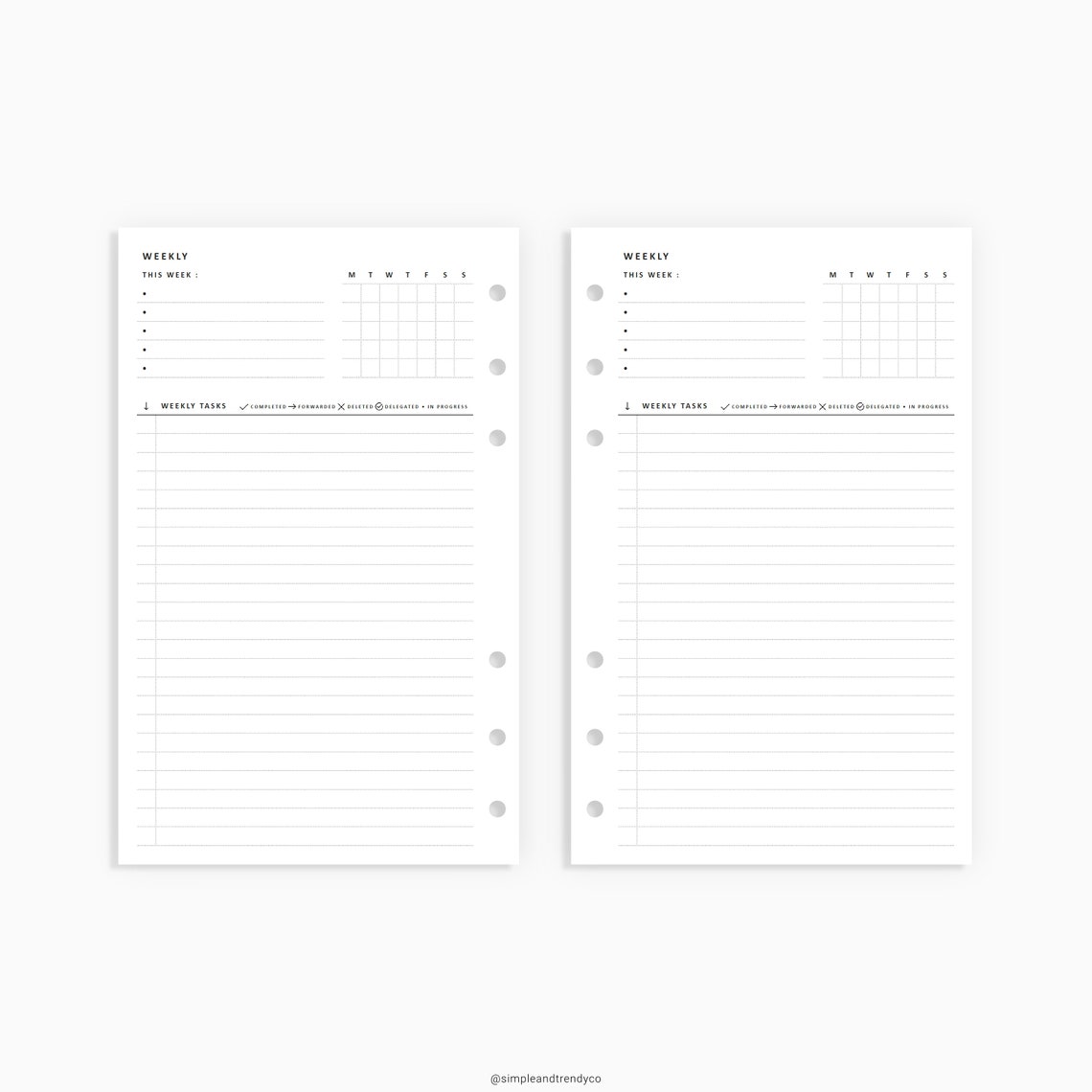 FC Compact Weekly Planner Calendar Printable Week on 1 Page | Etsy