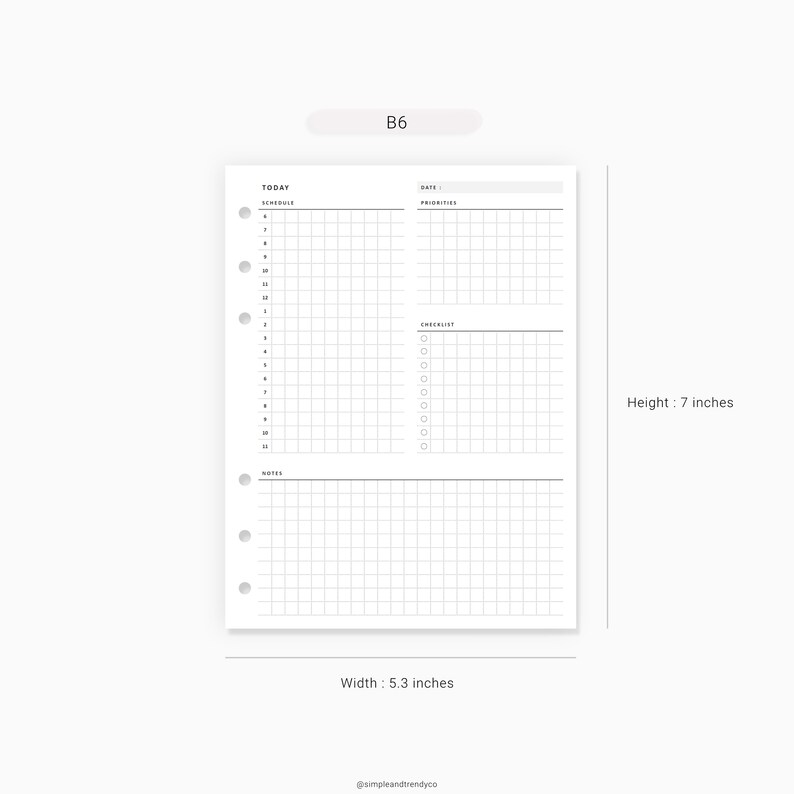 Daily Planner Printable B6 Inserts Daily Planners and | Etsy