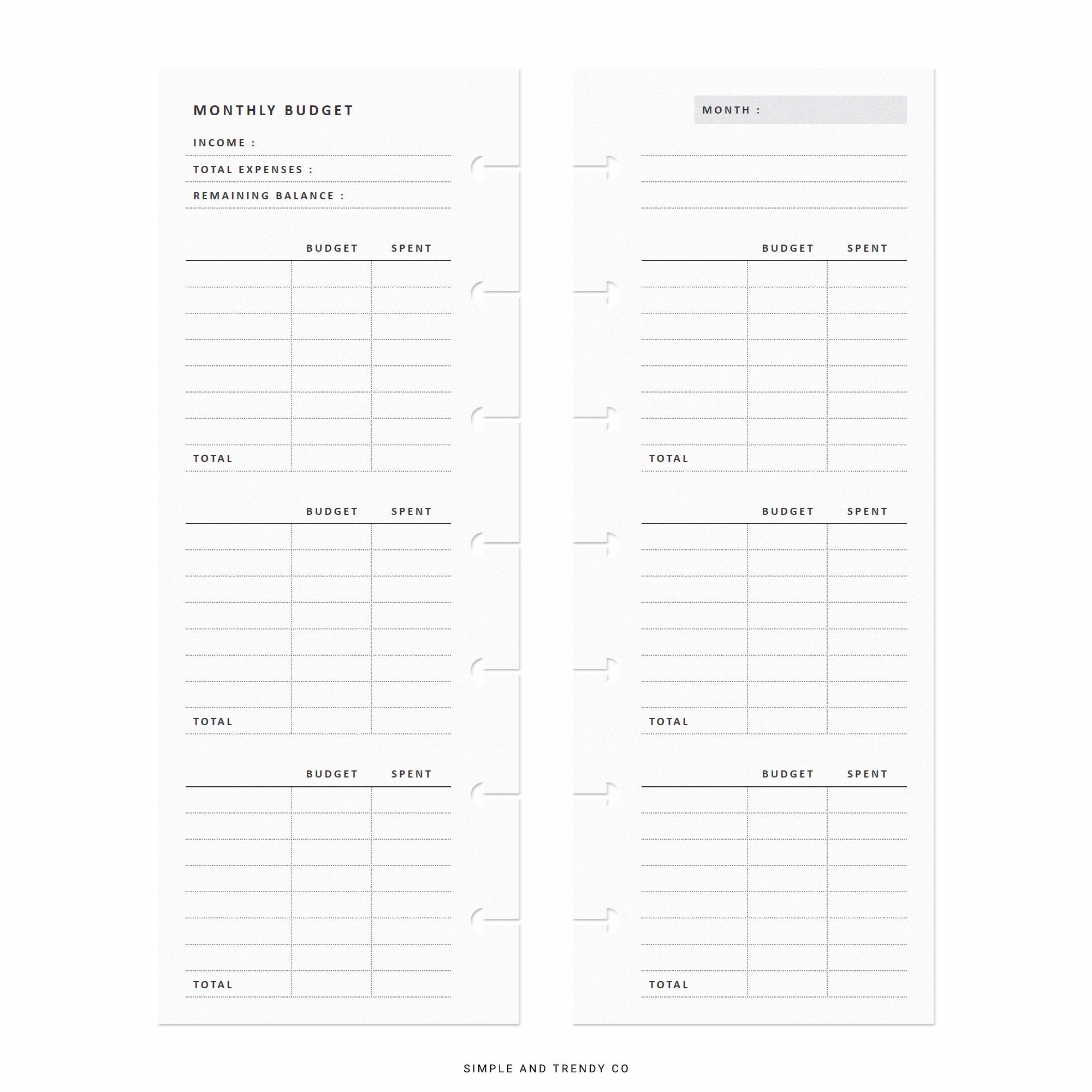 Budget Planner Printable Skinny Mini HP Monthly Budget - Etsy