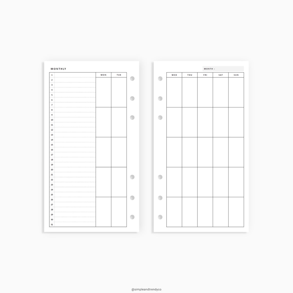 Monthly Planner Printable Personal Planner Inserts Monthly | Etsy