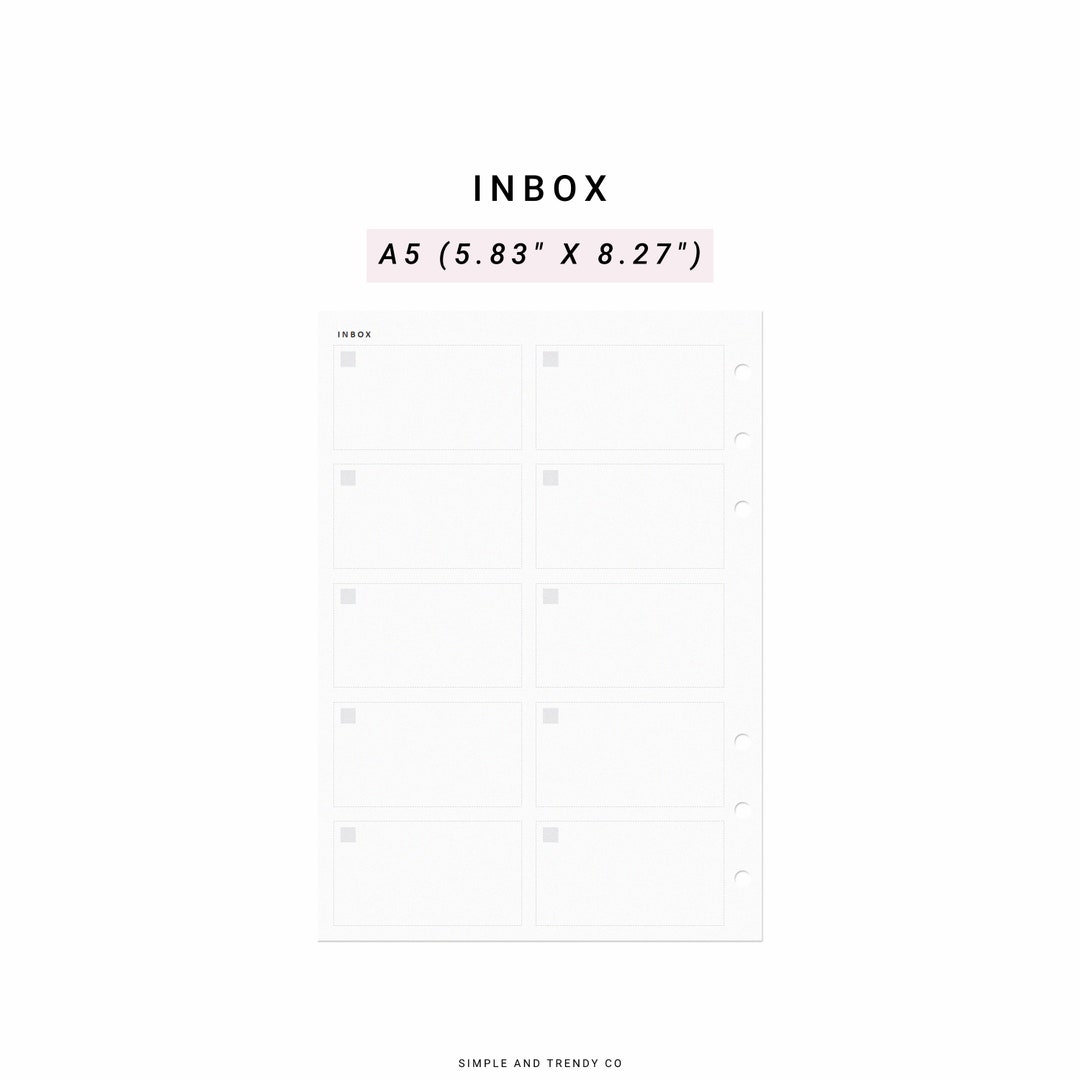 Printable Inbox A5 Planner Inserts, Inbox Insert Inbox Tracker Insert ...