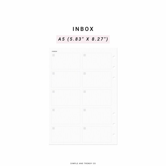 Printable Inbox A5 Planner Inserts Inbox Insert Inbox Tracker - Etsy