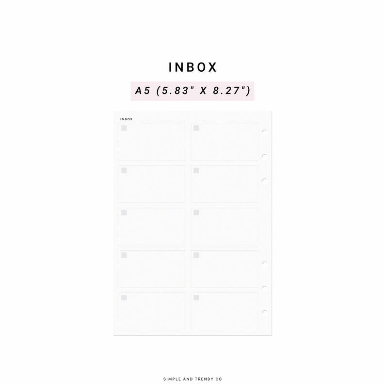 Printable Inbox A5 Planner Inserts Inbox Insert Inbox Tracker - Etsy