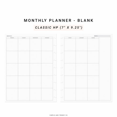 Monthly Planner Printable Minimalist Planner Happy Planner - Etsy