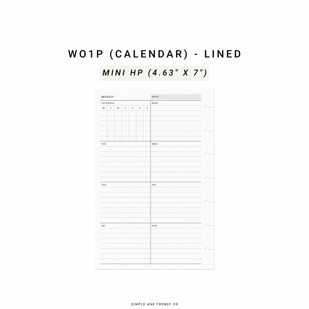 Week on One Page Printable Happy Planner Mini, Weekly 1 Page Vertical ...