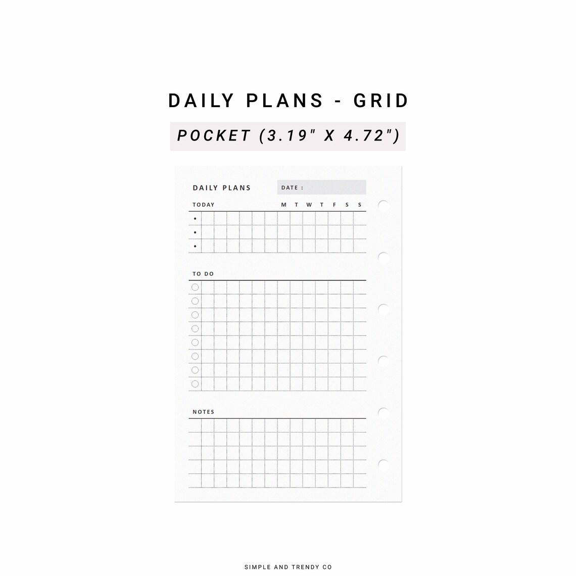 Daily Planner Printable Pocket Size Daily Organizer Daily - Etsy