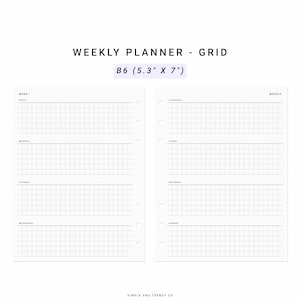 Weekly Planner Printable B6 Inserts, Weekly Schedule Printable,weekly ...