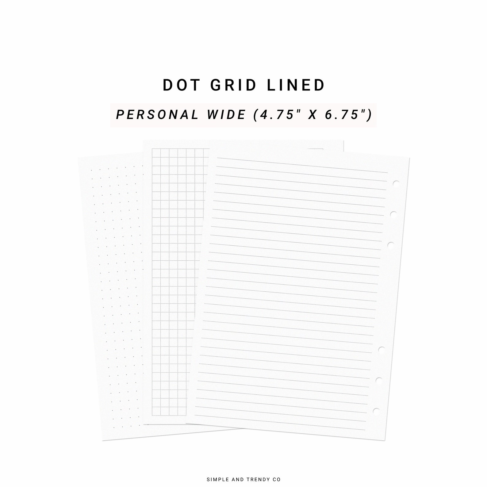 Dot Grid Lined Paper Personal Wide Printable Writing Paper - Etsy