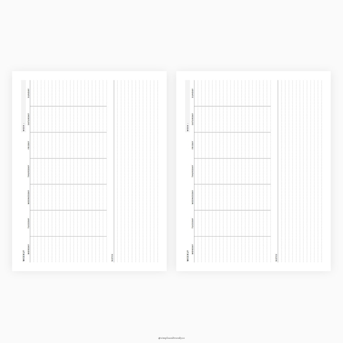 Week on 1 Page WO1P Horizontal Weekly Planner Printable A4 US | Etsy