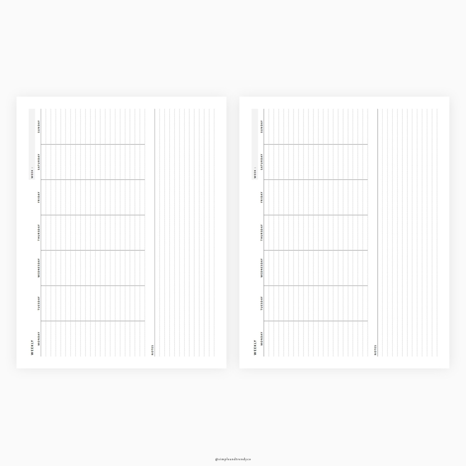 Week on 1 Page WO1P Horizontal Weekly Planner Printable A4 US | Etsy