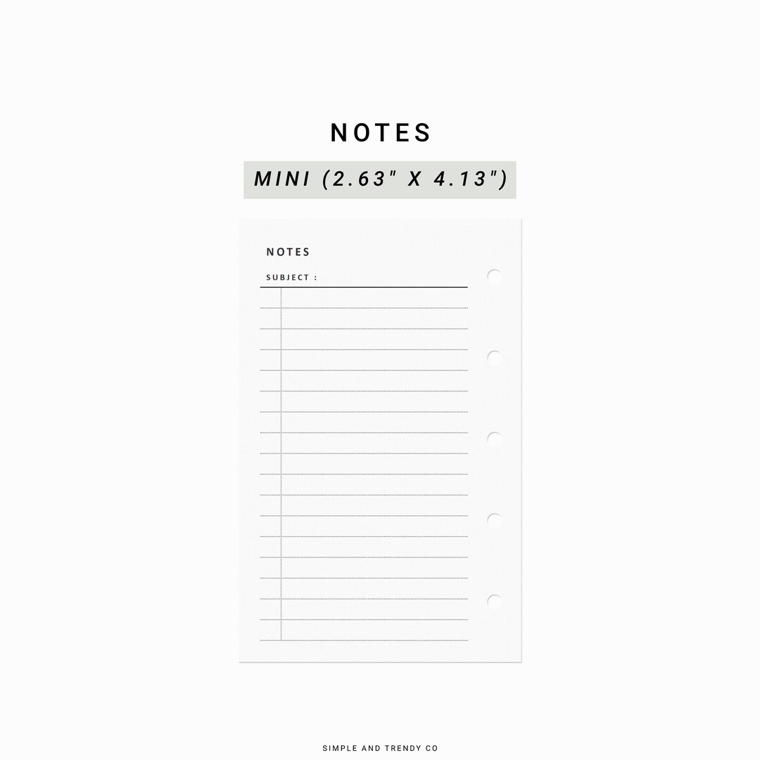 Notes Paper Mini Size Filofax Mini, Printable Writing Paper Lined Notes ...