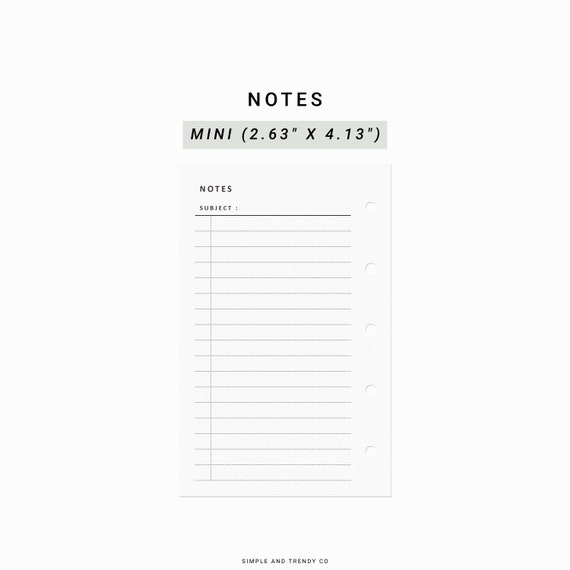 Notes Paper Mini Size Filofax Mini Printable Writing Paper - Etsy