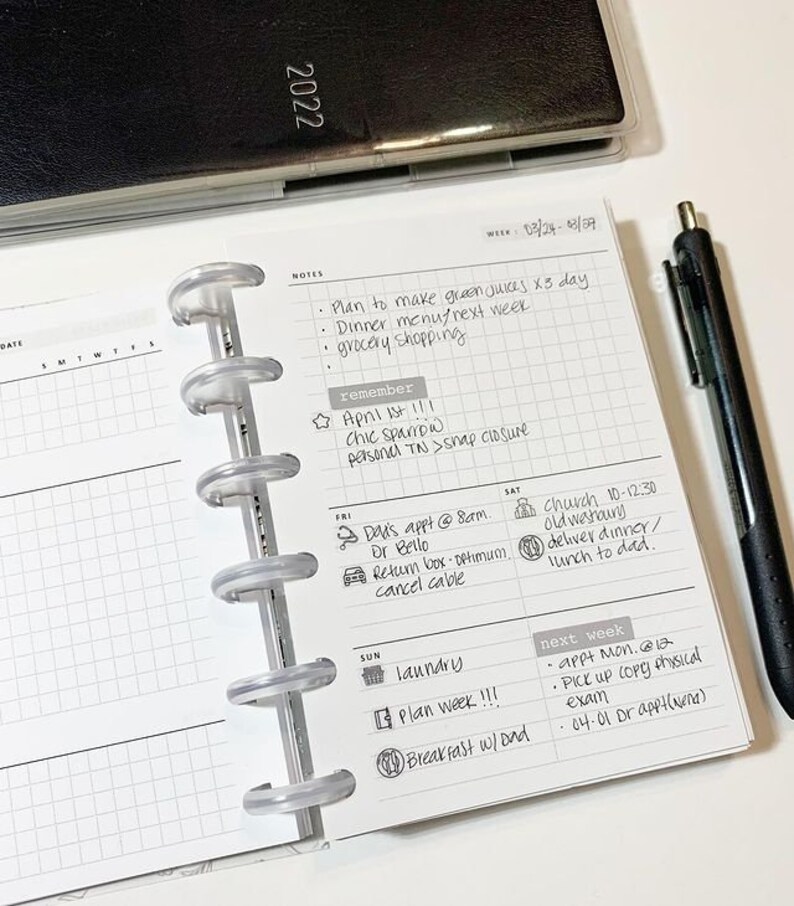 Weekly Planner A6 Inserts Weekly Agenda WO2P Printable - Etsy