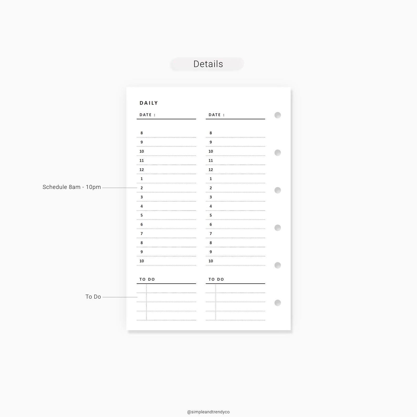 Daily 2 Days on 1 page Pocket size Daily Schedule Daily To Do | Etsy
