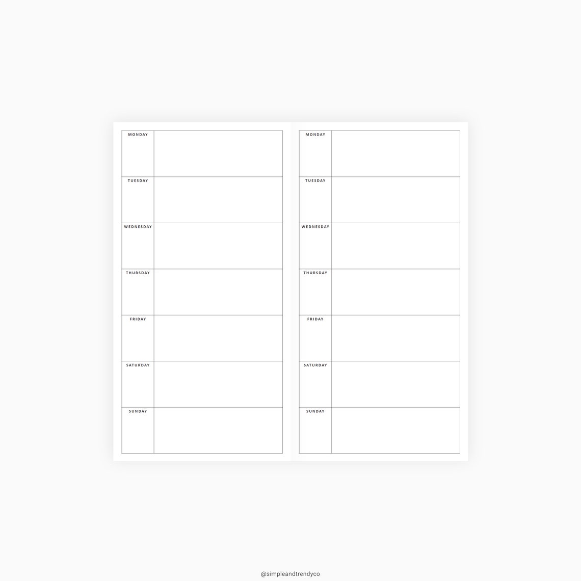 Week On One Page Weekly Planner Pages Printable TN Standard | Etsy