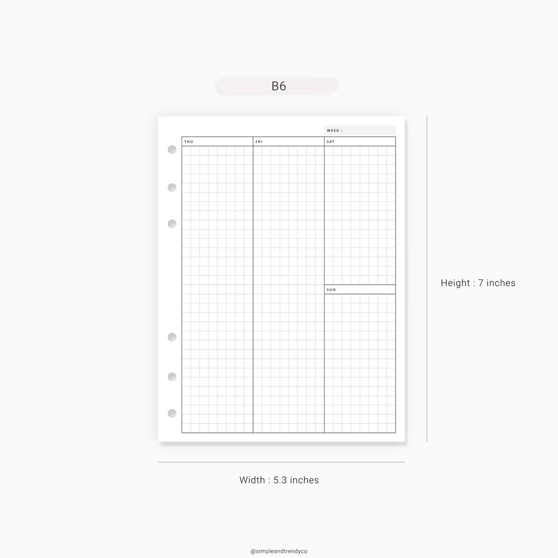 Vertical Weekly Planner B6 Inserts Weekly Agenda WO2P Weekly | Etsy
