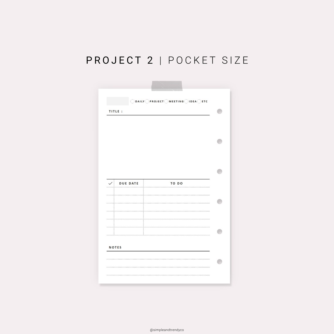 Project Planner Pocket Size Printable Daily Planner Ideas | Etsy