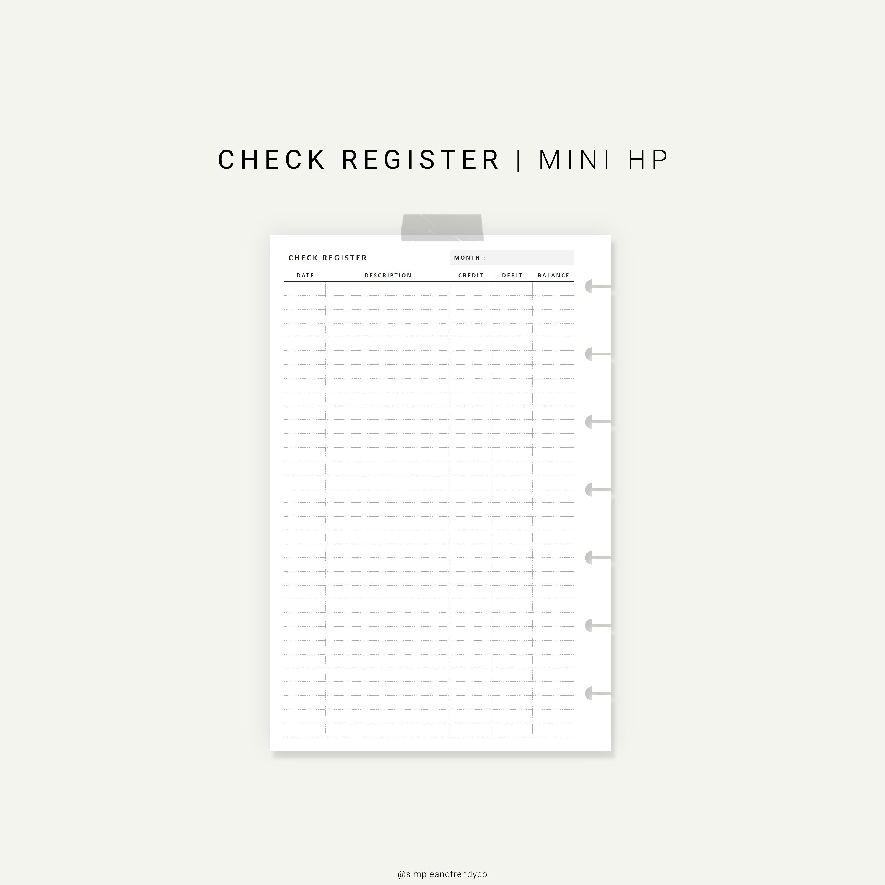 Checking Register Happy Planner Mini Checkbook Register | Etsy