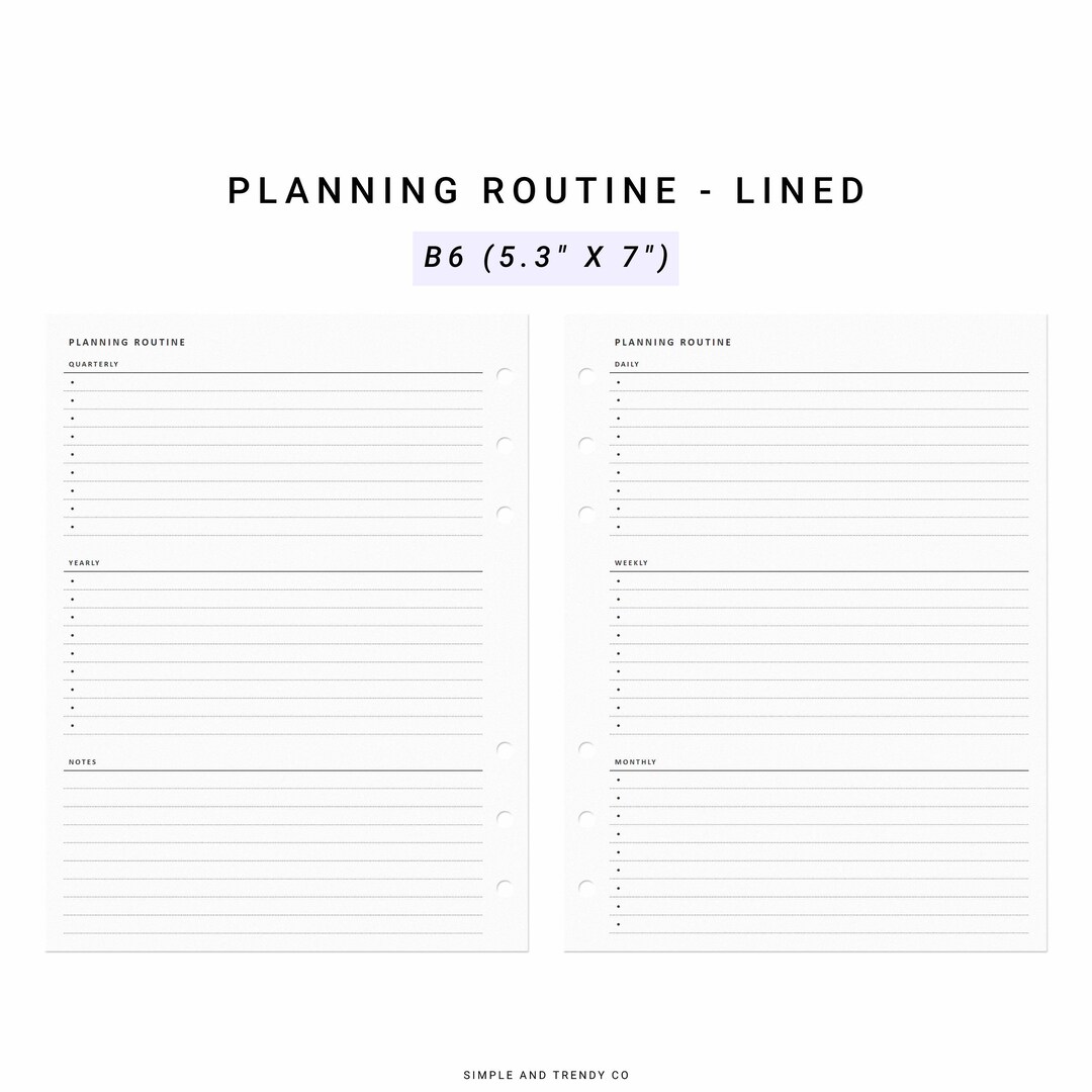Planning Routine Printable B6 Inserts - Etsy