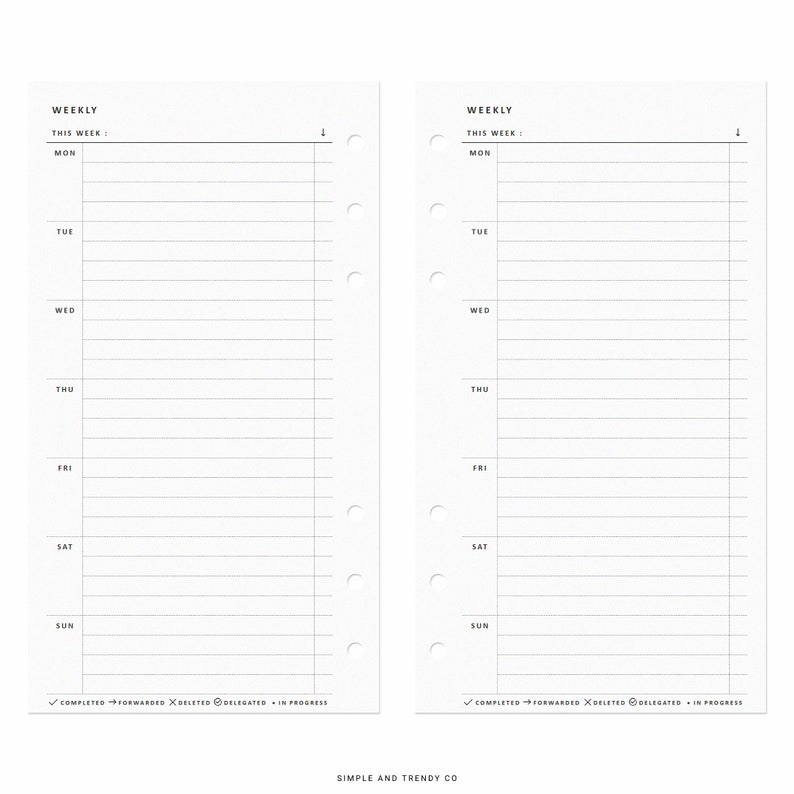 Weekly Planner Printable Personal Planner Inserts Weekly - Etsy