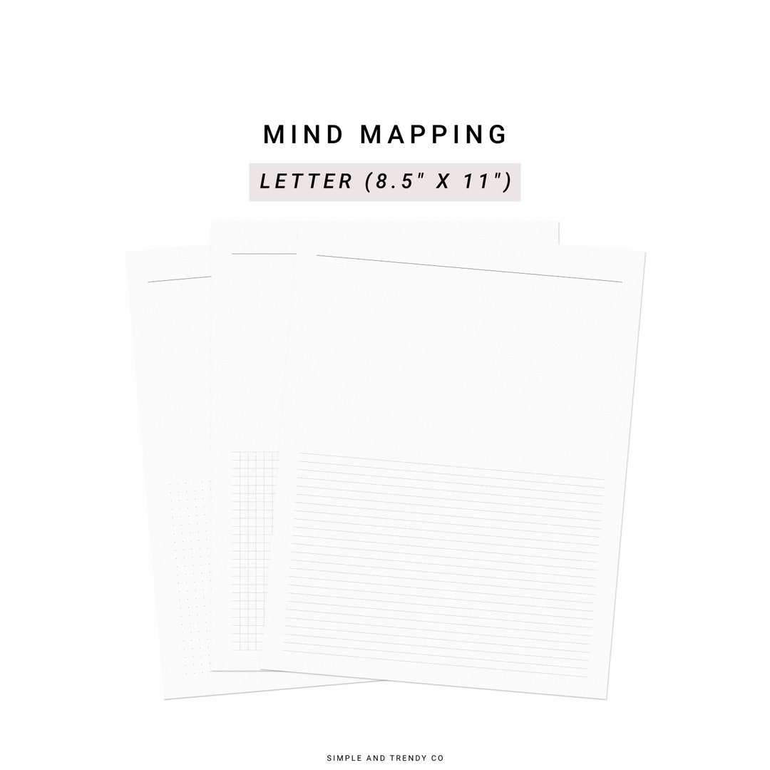 Printable Mind Map US Letter Size, Monthly Mind Map Planner, Notes ...