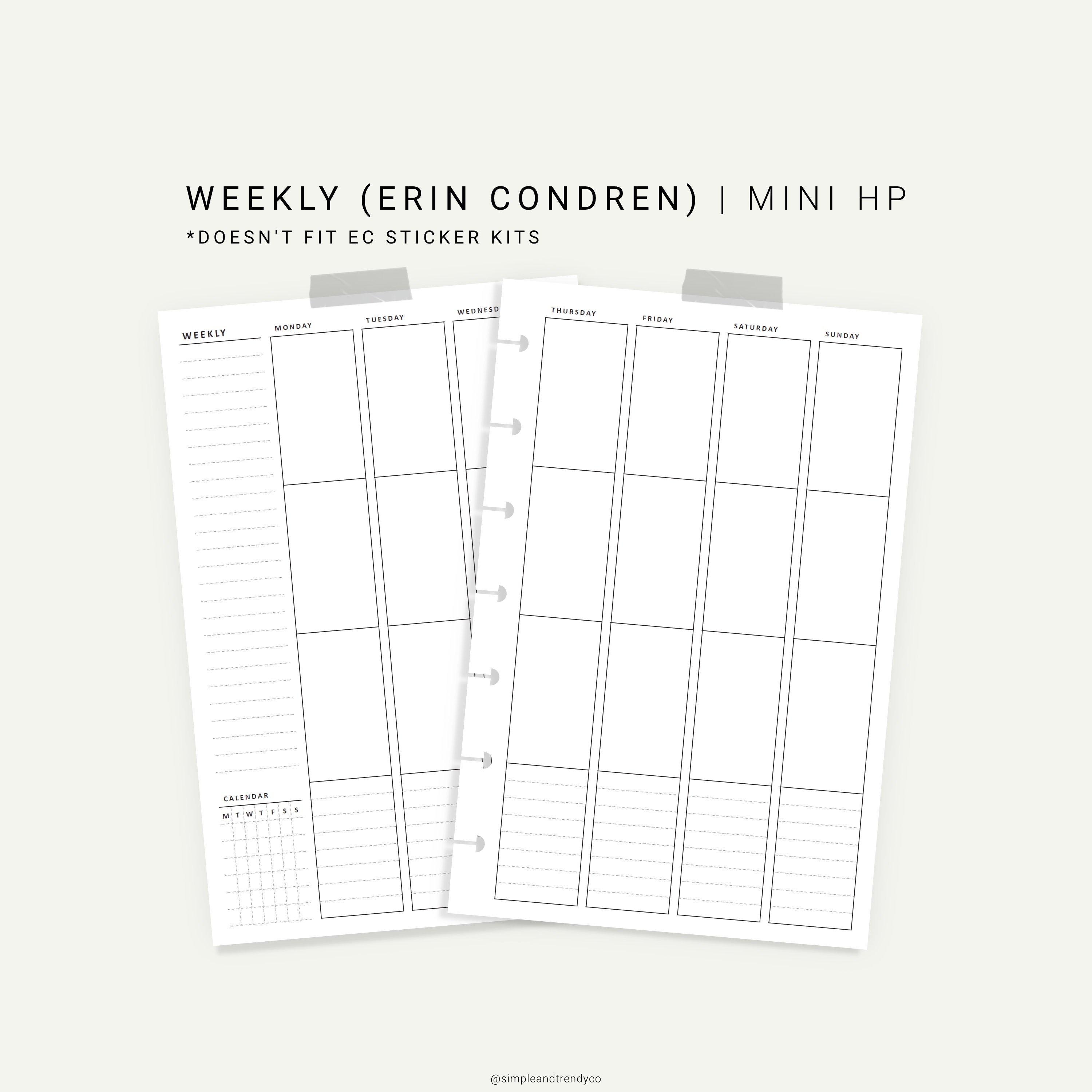 Weekly Planner Erin Condren Inserts Undated Printable Happy | Etsy