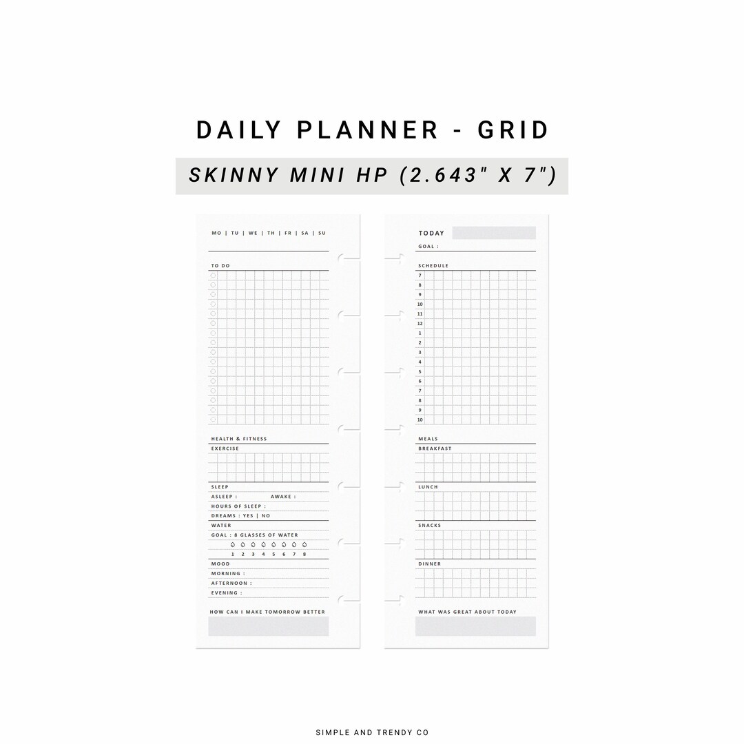 Daily Planner Skinny Mini Happy Planner Minimalist Printable, Day ...
